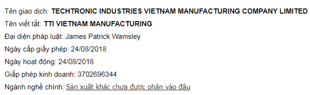 CÔNG TY TNHH TECHTRONIC INDUSTRIES VIỆT NAM MANUFACTURING tuyển dụng - Việc làm - Joboko